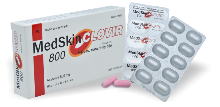 Medskin Acyclovir 800mg hộp 3 vỉ x 10 viên nén Hậu Giang