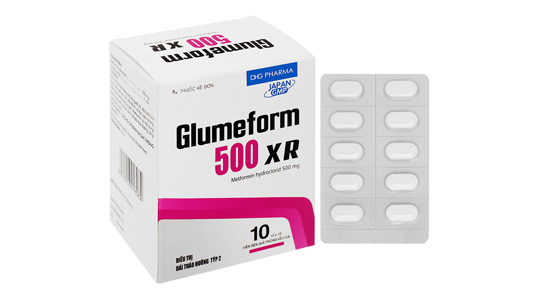 Glucophage Metformin 500mg hộp 5 vỉ x 10 viên nén Merck